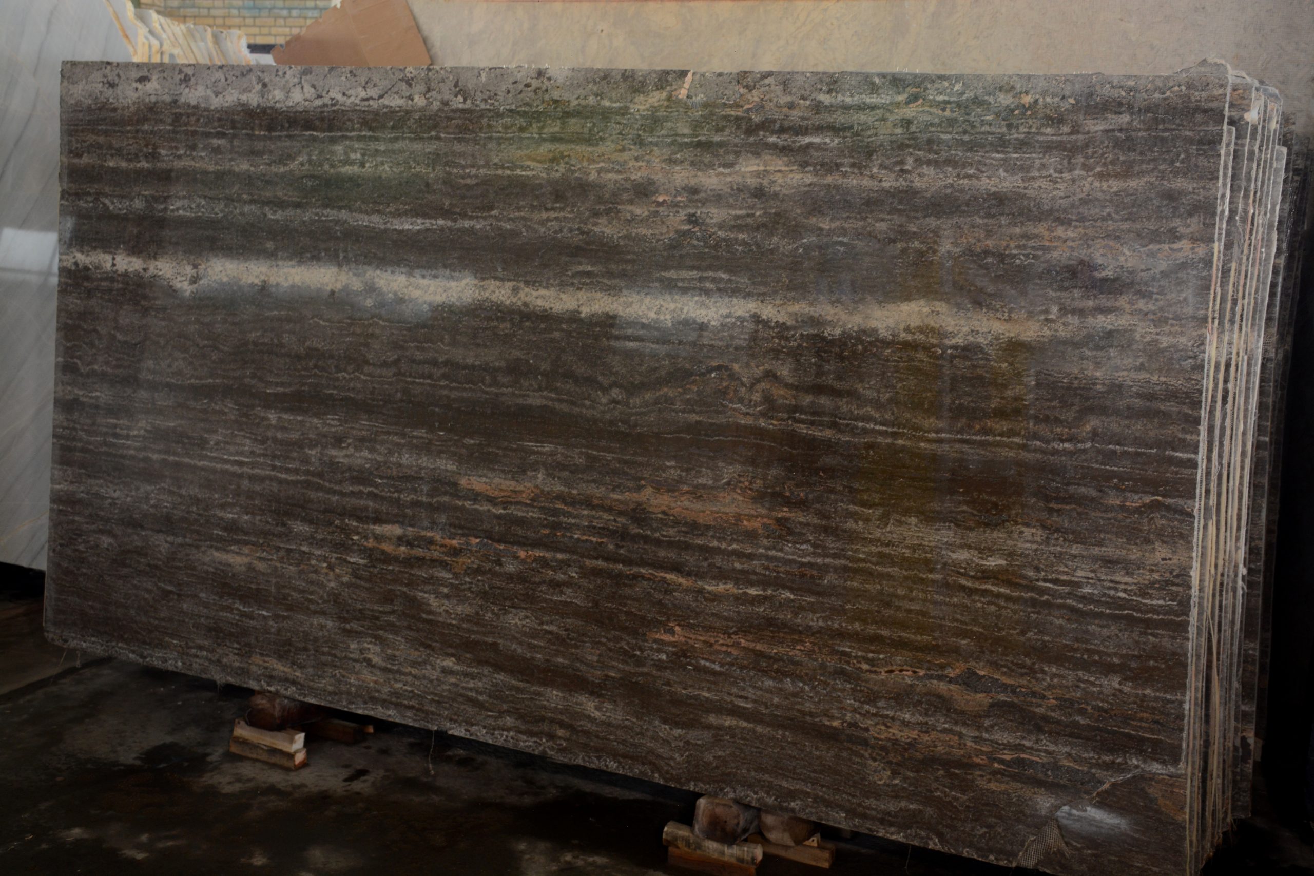 Dark Silver Travertine Stone Slab, Tile and Block from Iran for Sale