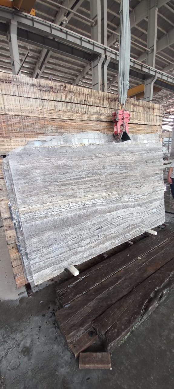 Silver Travertine Stone Slab, Tile and Block from Iran for Sale