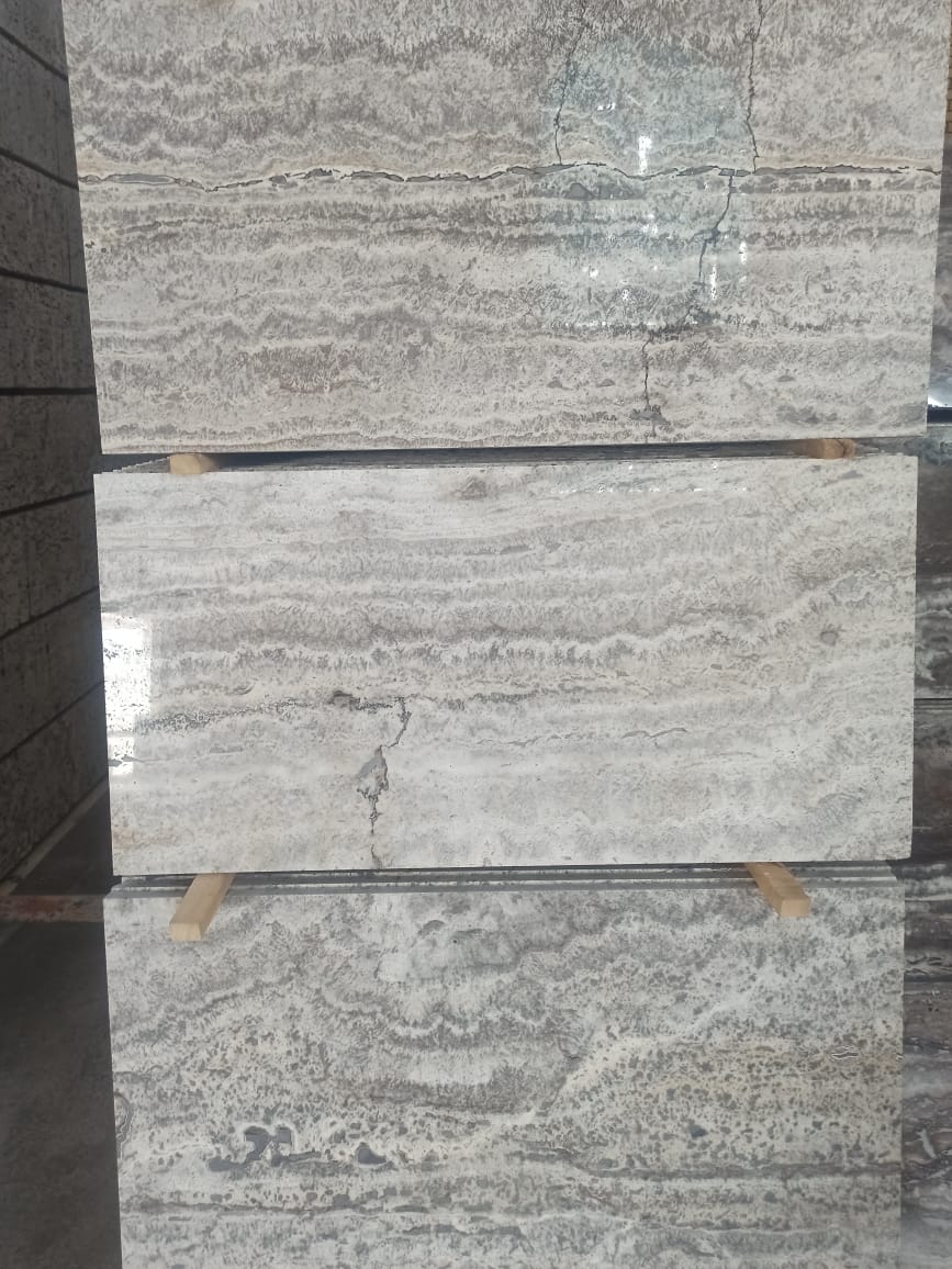 Silver Travertine Stone Slab, Tile and Block from Iran for Sale